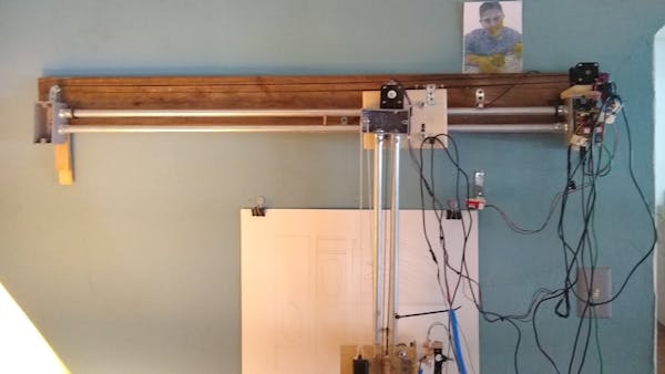 Huge Wall Plotter Made for Cheap Using Unconventional Parts - Hackster.io