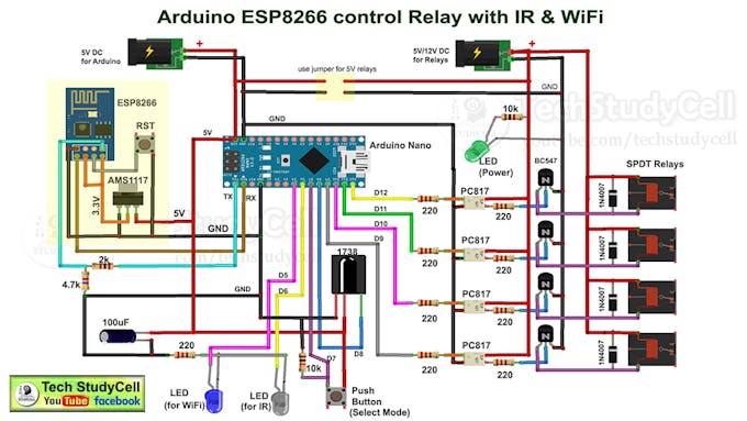 Arduino Esp8266 Control Relay With Blynk And Ir Arduino Project Hub 