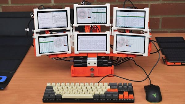 This Diy 3d Printed Solar Capable Six Display Raspberry Pi Cyberdeck Is