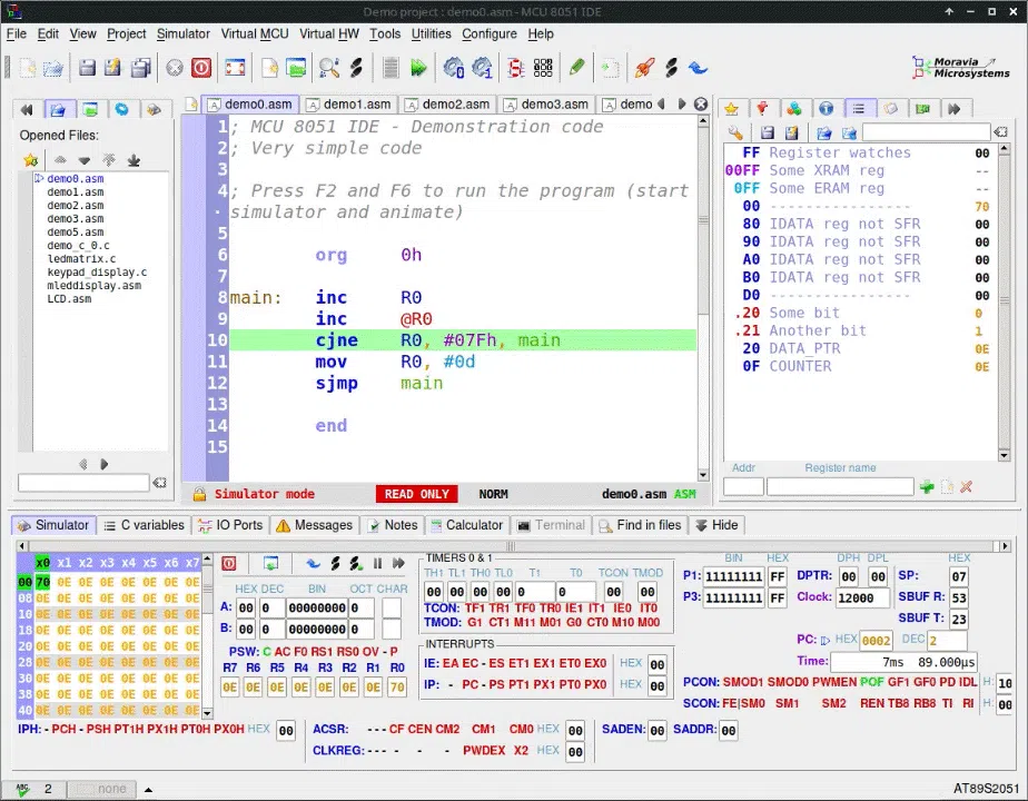 mcu8051ide Demonstration Code for Assembly and C Programming - Hackster.io