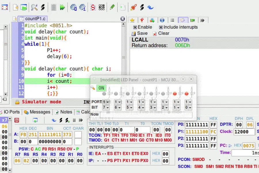 SDCC C Language Demo for mcu8051ide Simulator - Hackster.io