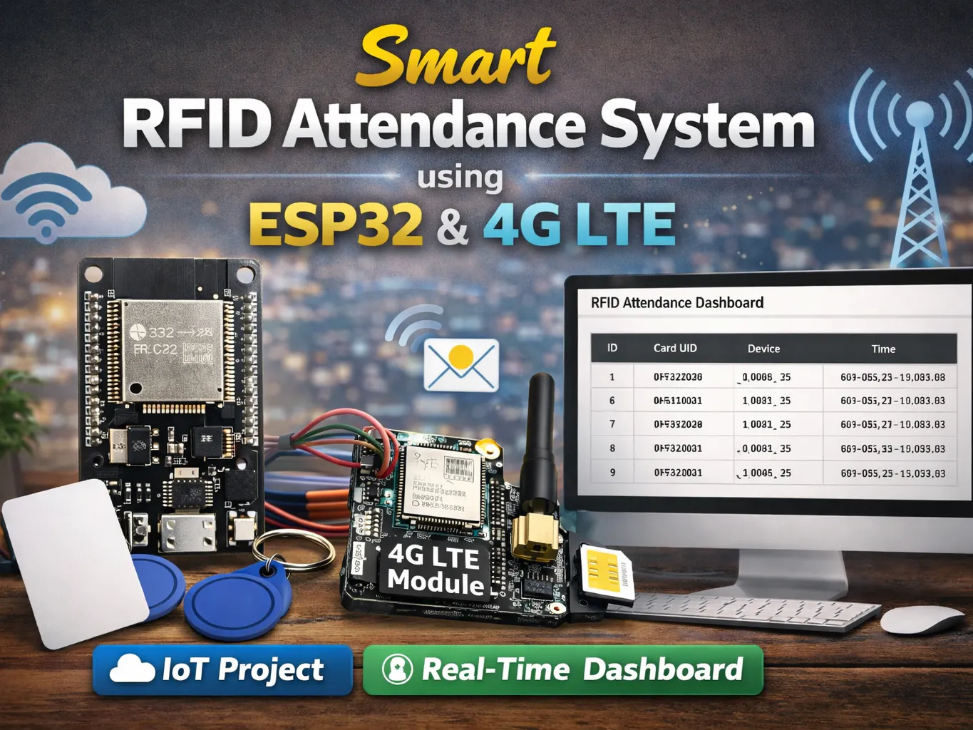 Smart RFID Attendance System using ESP32 & 4G LTE - Hackster.io