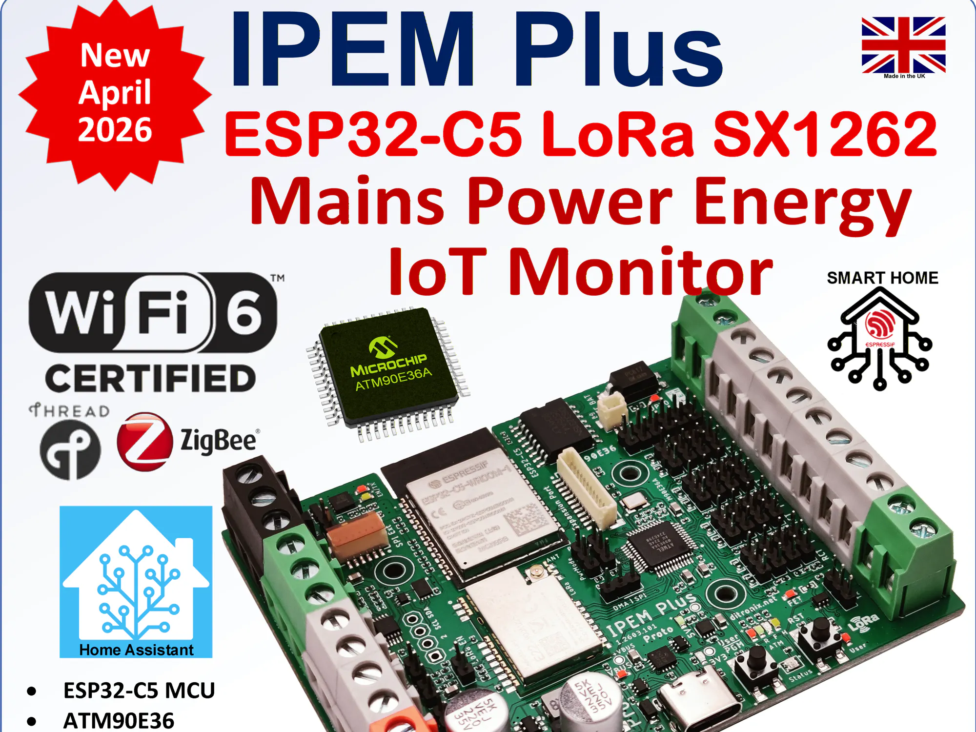 IPEM Plus - ESP32-C5 ATM90E36 LoRa IoT Power Energy Monitor - Hackster.io