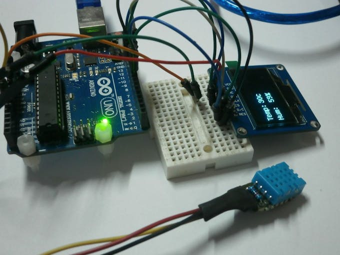 Arduino Oled Thermometer And Hygrometer With Dht11 Arduino Project Hub