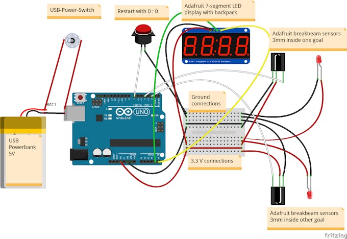 Automatic Arduino Goal Counter For Table Footballsoccer Arduino Project Hub