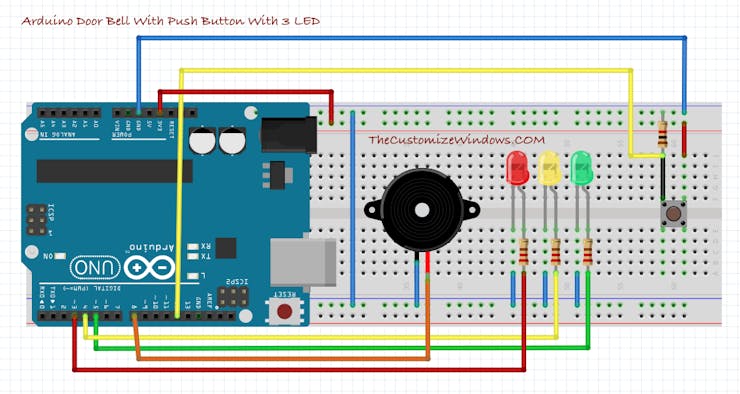 Arduino Door Bell With 3 Leds 