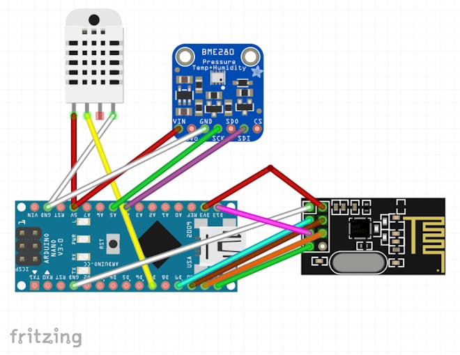 Arduino Nrf24l01 Wireless Weather Station Arduino Project Hub