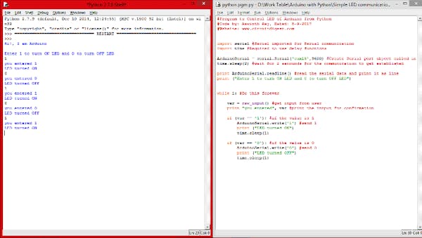 Controlling An Arduino Using Python Shell Arduino Project Hub