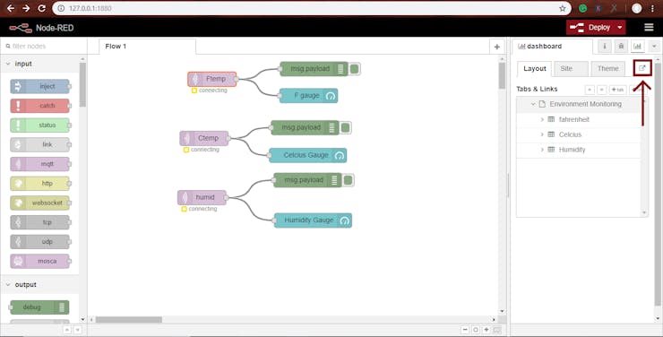 Display Temperature Sensor Data In Node Red