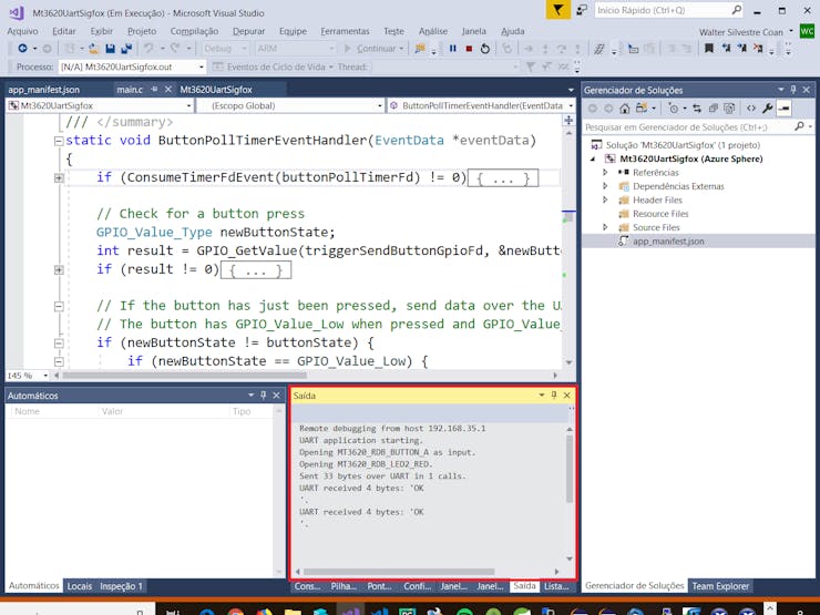Azure Sphere MT3620 Sending Data Through Sigfox Network - Hackster.io