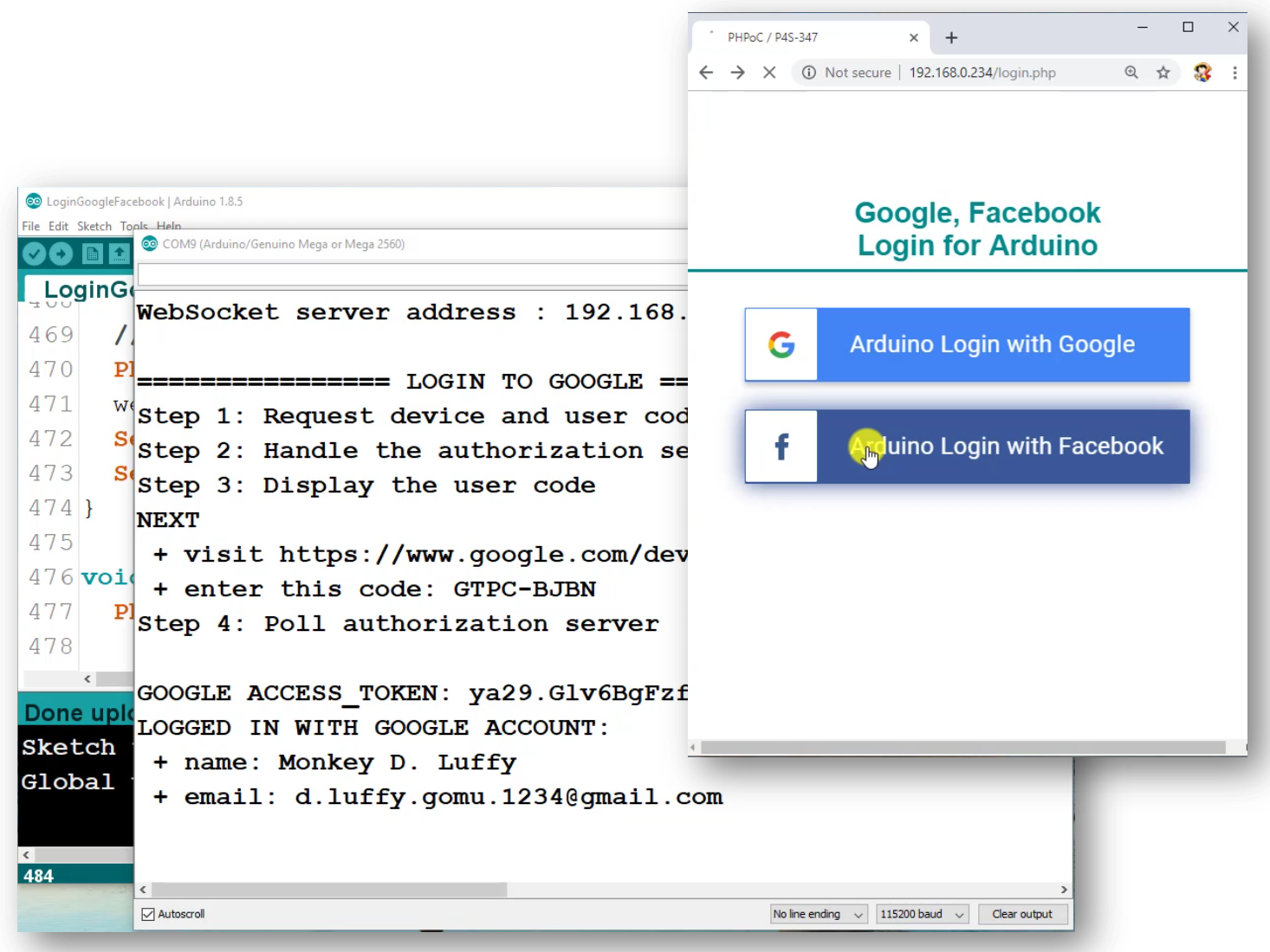 Arduino - Login into Google and Facebook - Hackster.io