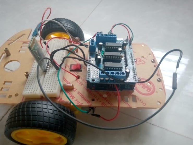 Bluetooth Controlled Bot (Using Adafruit L293D Motor Driver) - Hackster.io