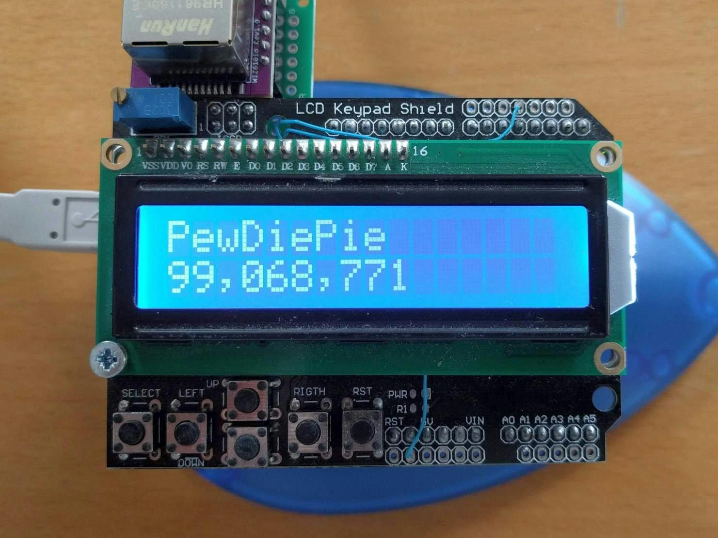 Youtube Subscriber Counter On Arduino Uno