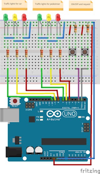 Traffic Lights For Arduino Finite State Machine