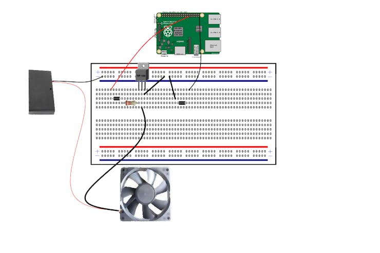 Control a 12 volt Fan with a Rasberry Pi and a Transistor - Hackster.io