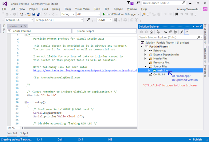 Particle Photon + Visual Studio 2015 - Hackster.io